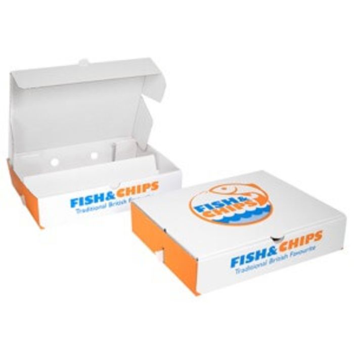 Buy 12" Fish & Chips Large Two Compartment Cardboard Boxes-1x100 ...